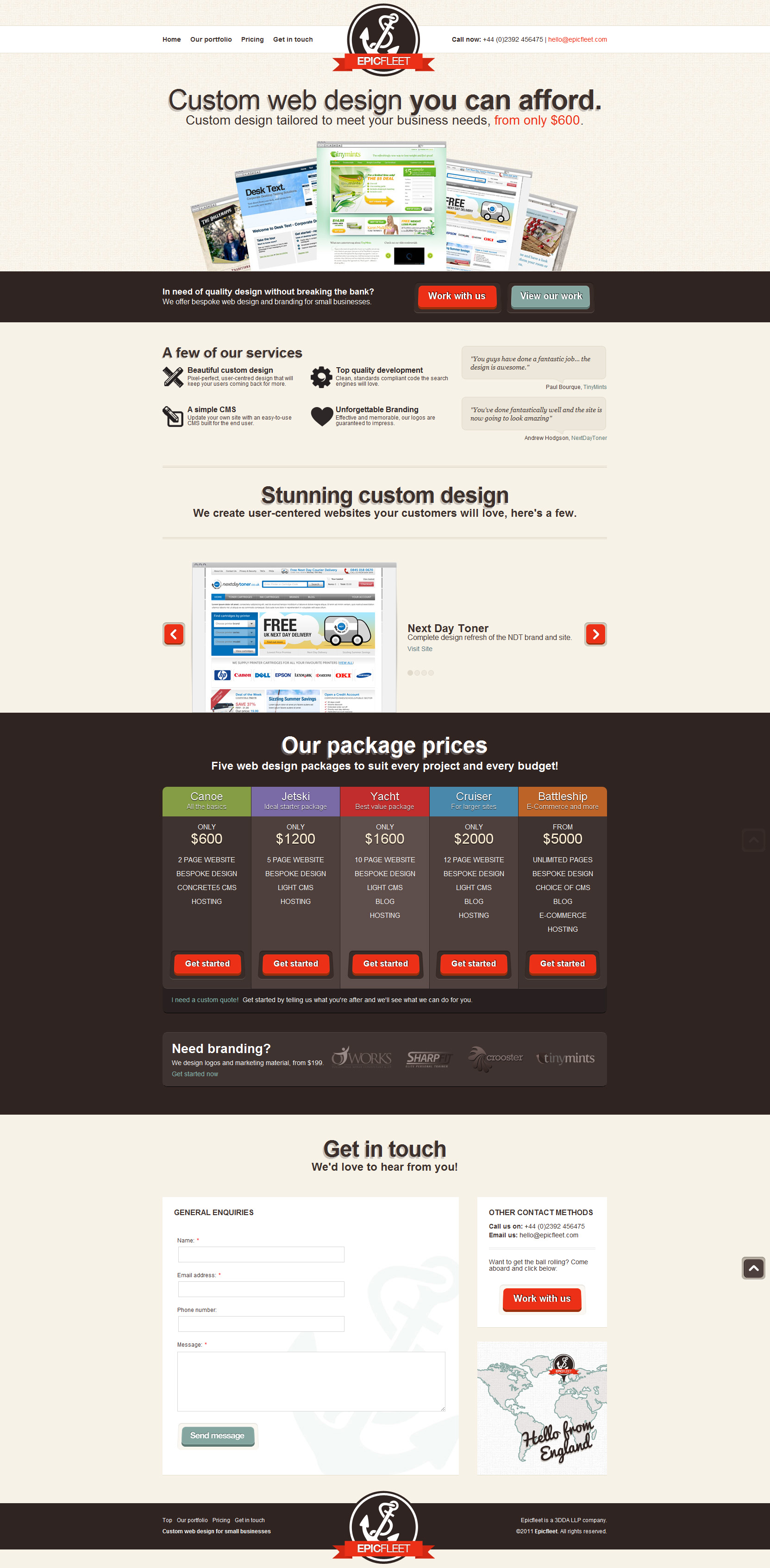 Epic Fleet - One Page Website Award
