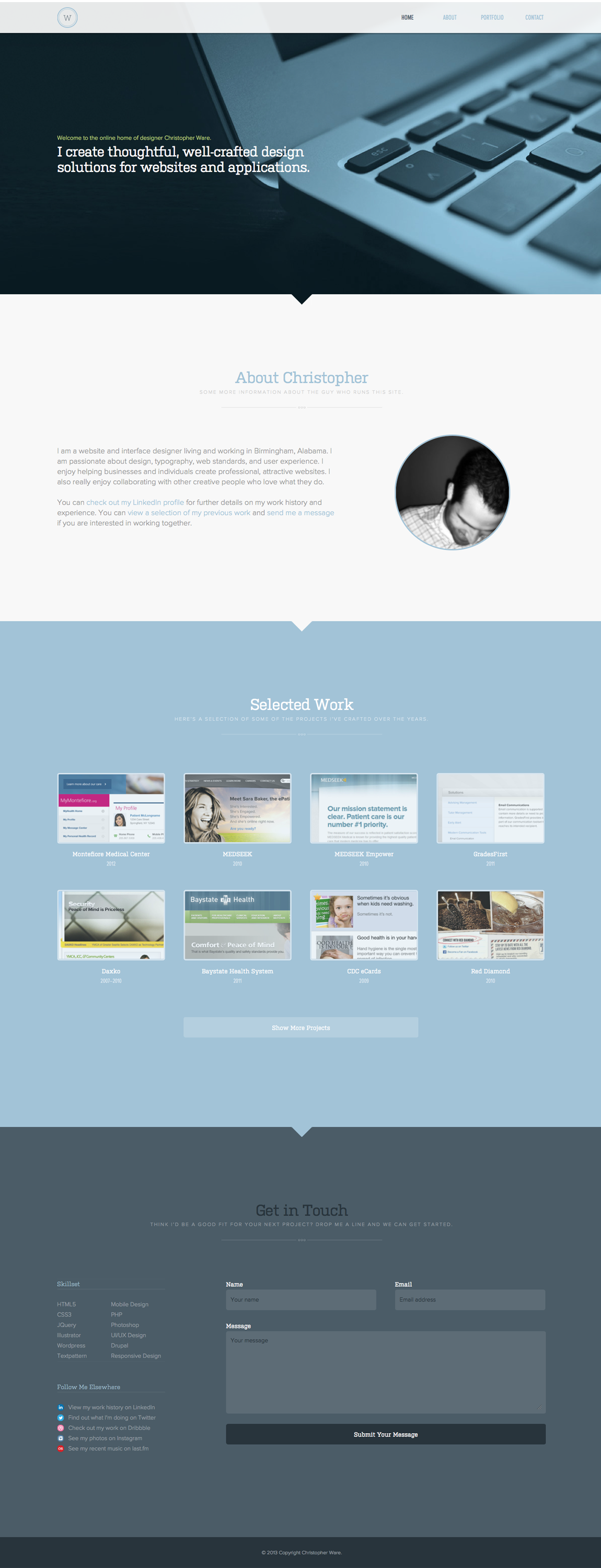 Christopher Ware - One Page Website Award