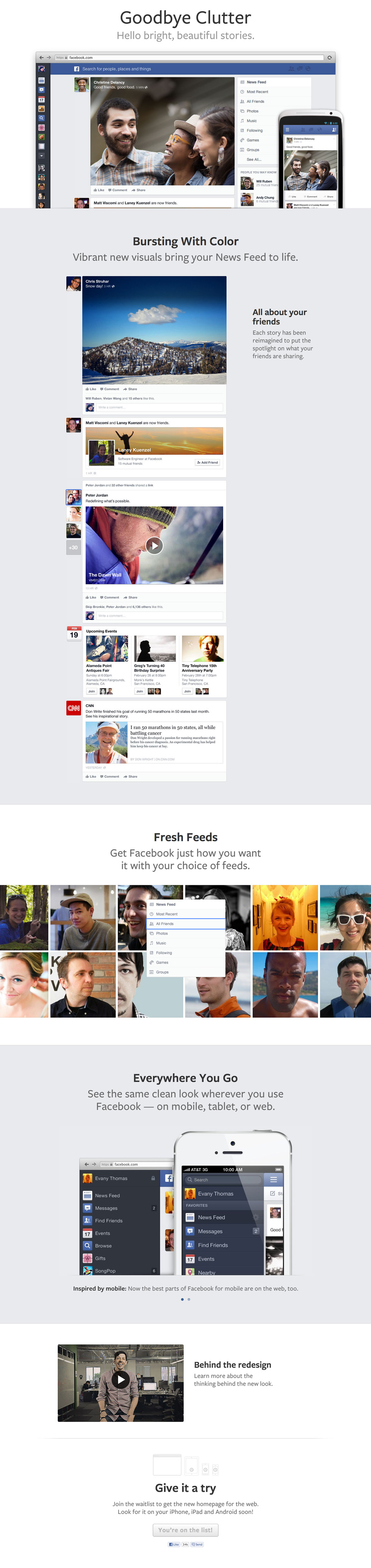 Facebook News Feed Redesign - One Page Website Award