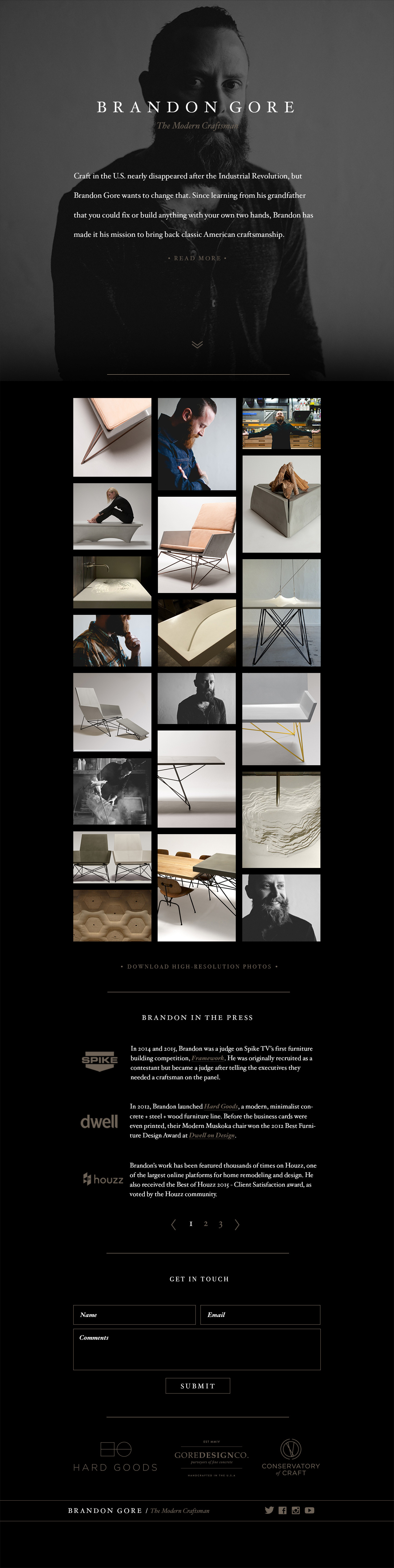 Brandon Gore - One Page Website Award