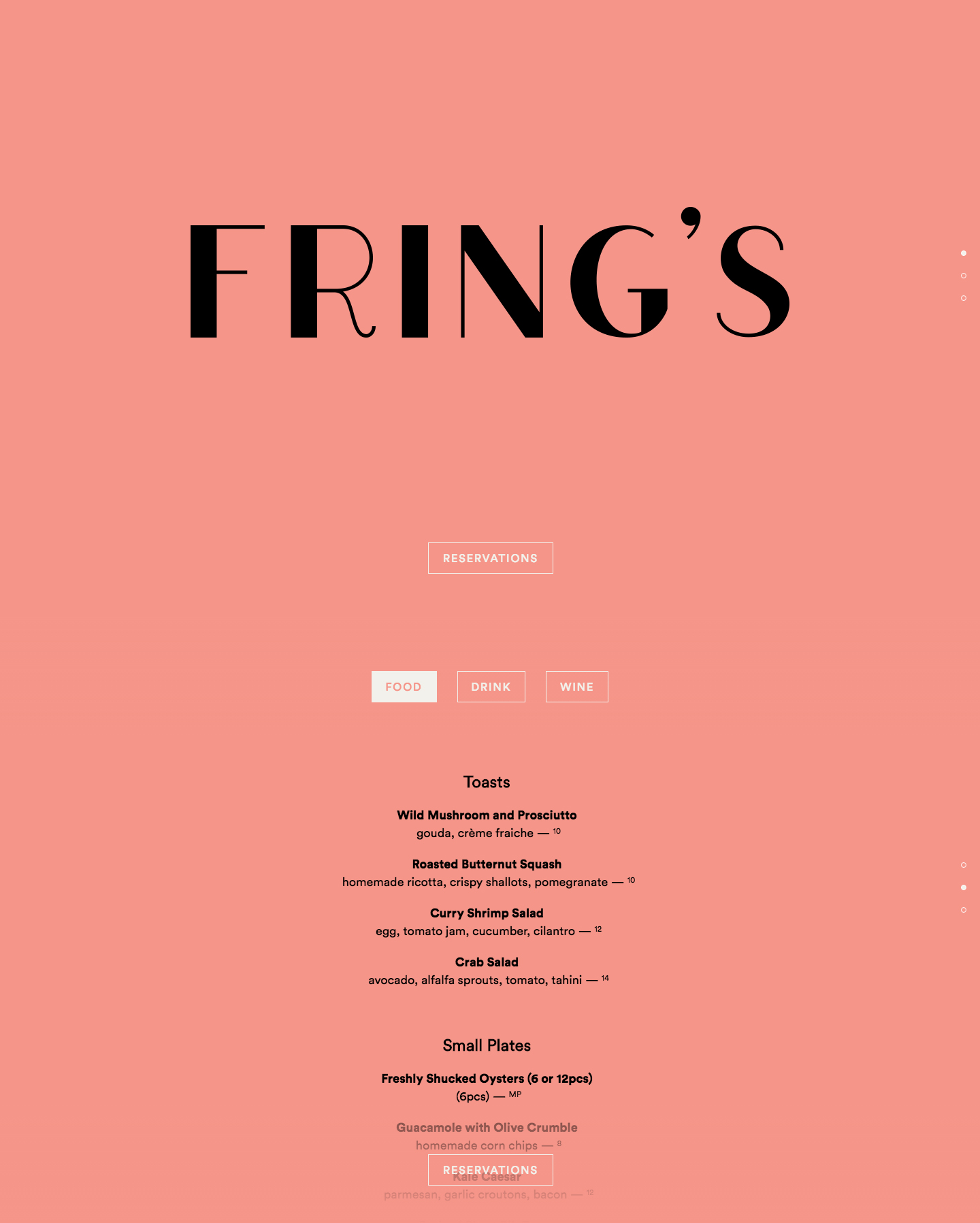 Fring’s - One Page Website Award