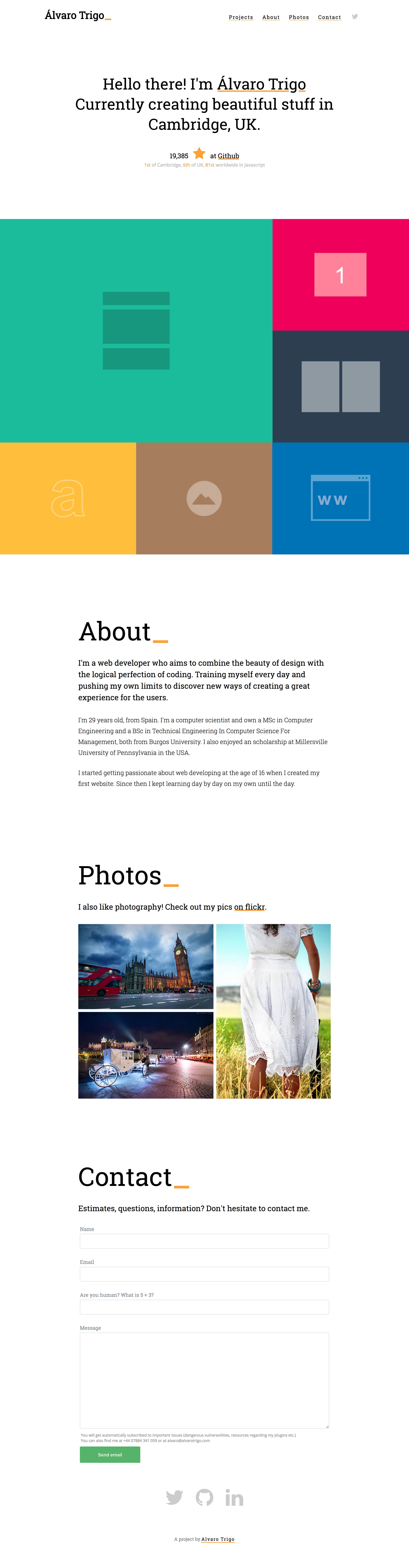 Alvaro Trigo - One Page Website Award