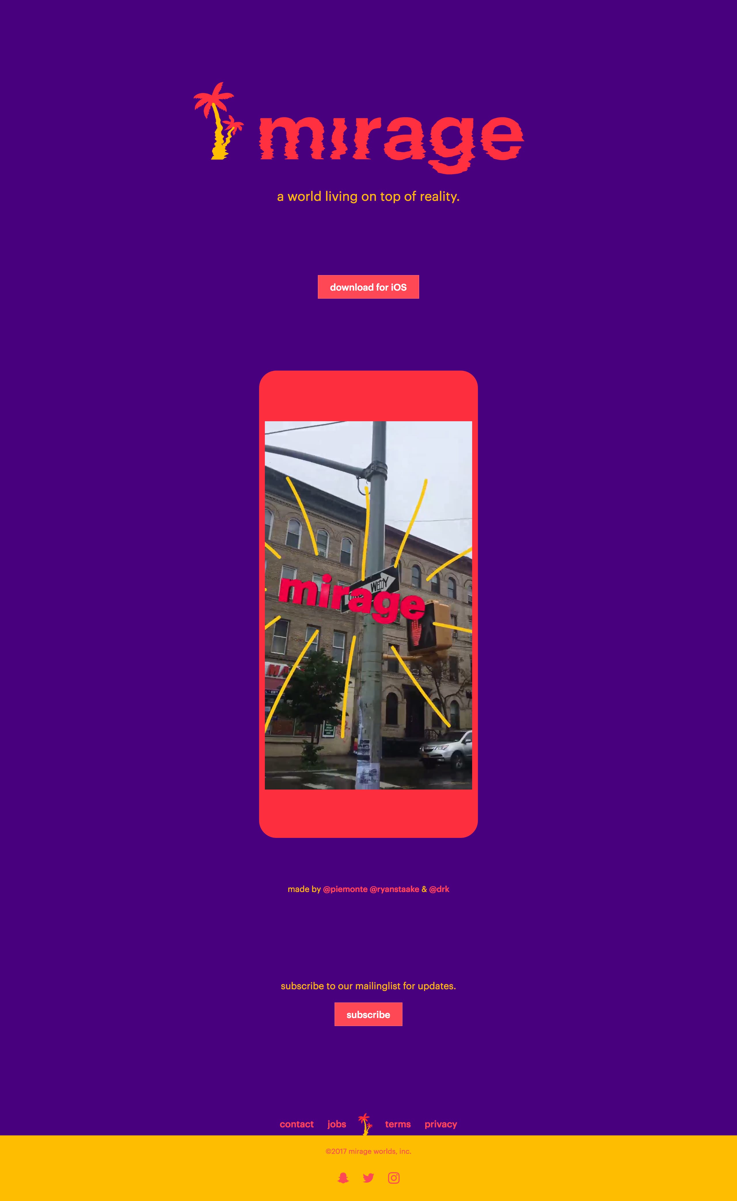 Mirage - One Page Website Award