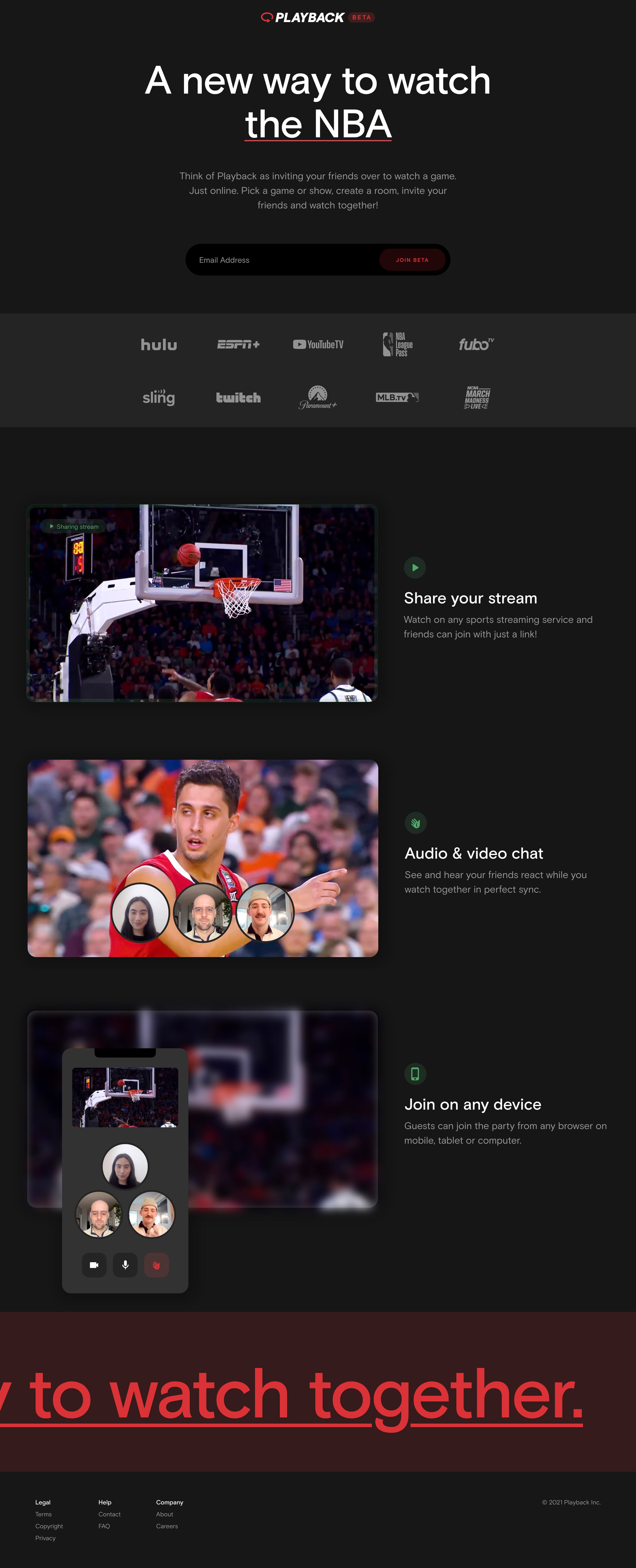 Playback - One Page Website Award