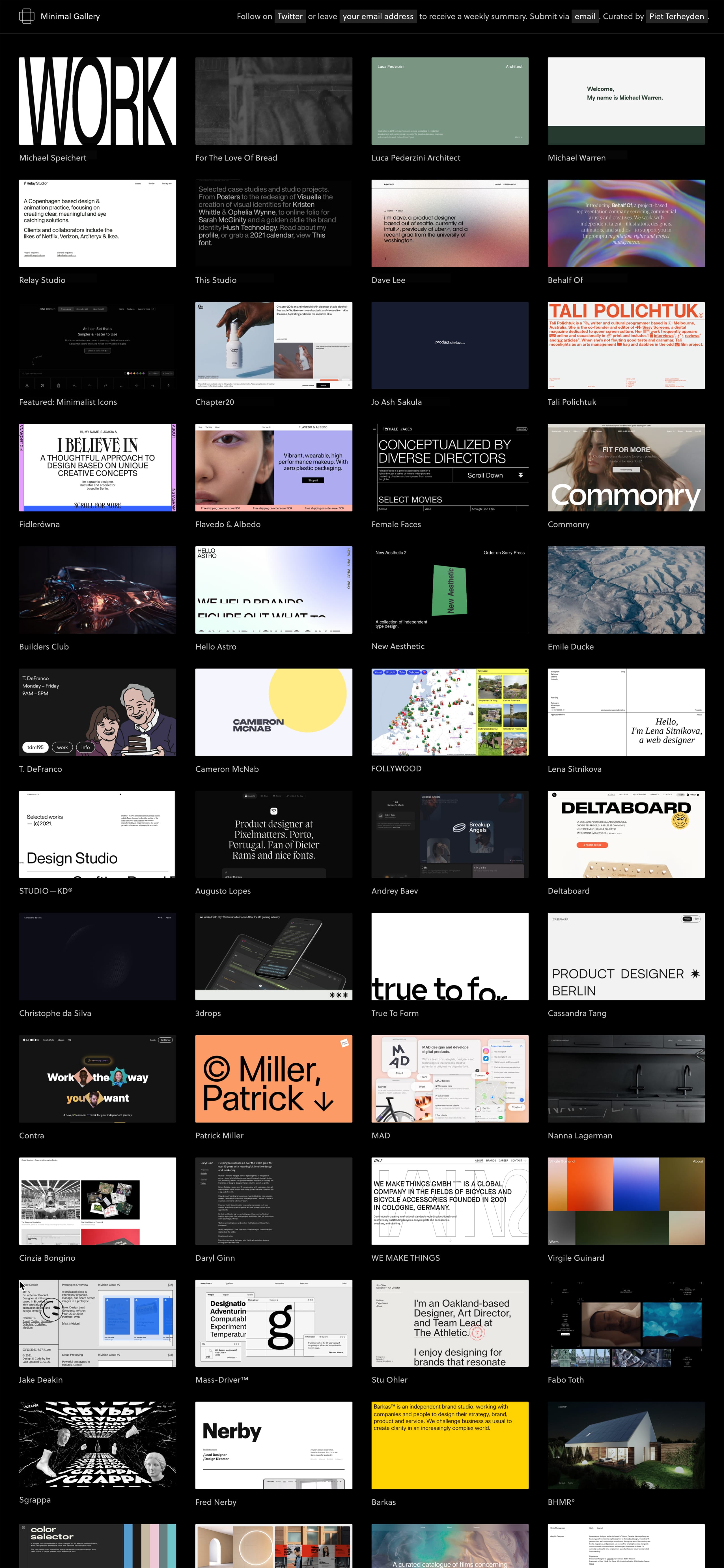 Minimal Gallery - One Page Website Award